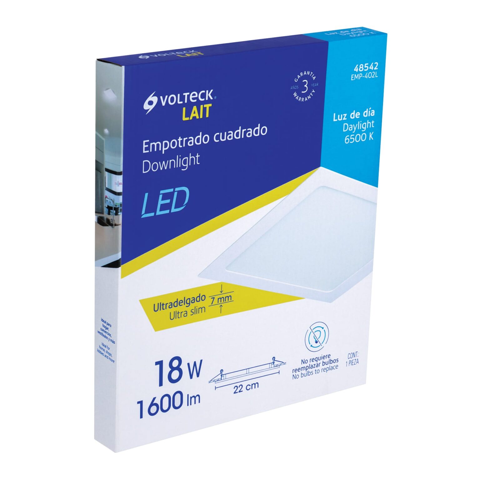 VOLTECK LUMINARIO LED PLAFÓN CUADRADO